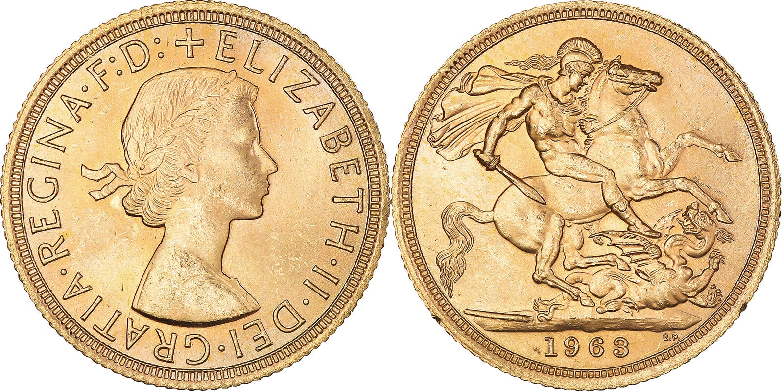 Great Britain Sovereign 1963 Coin, Elizabeth II, Gold, KM:908 MS(63 ...