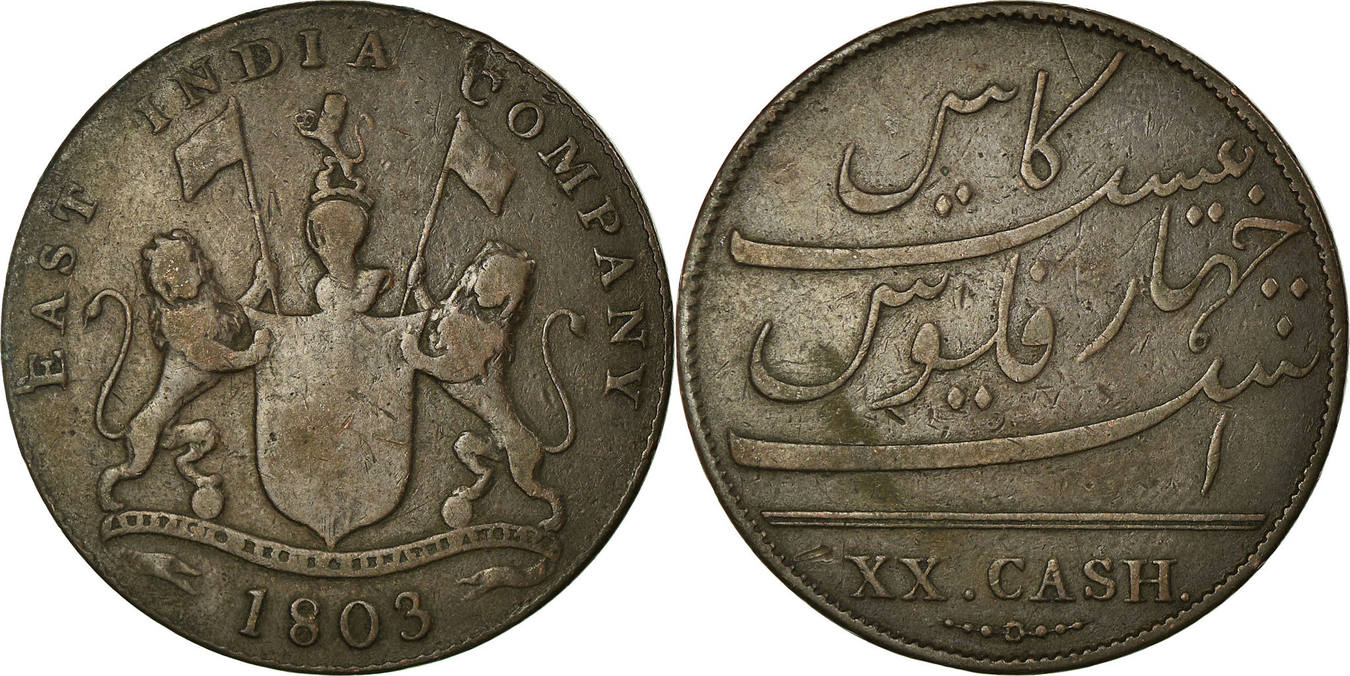 INDIA-BRITISH 20 Cash 1803 Soho Mint Coin, MADRAS PRESIDENCY, Soho Mint ...