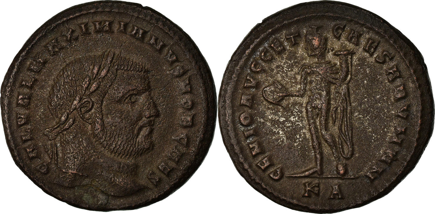 Follis 295-296 Cyzicus Coin, Maximianus, Cyzicus, Billon, RIC:580 AU(55 ...