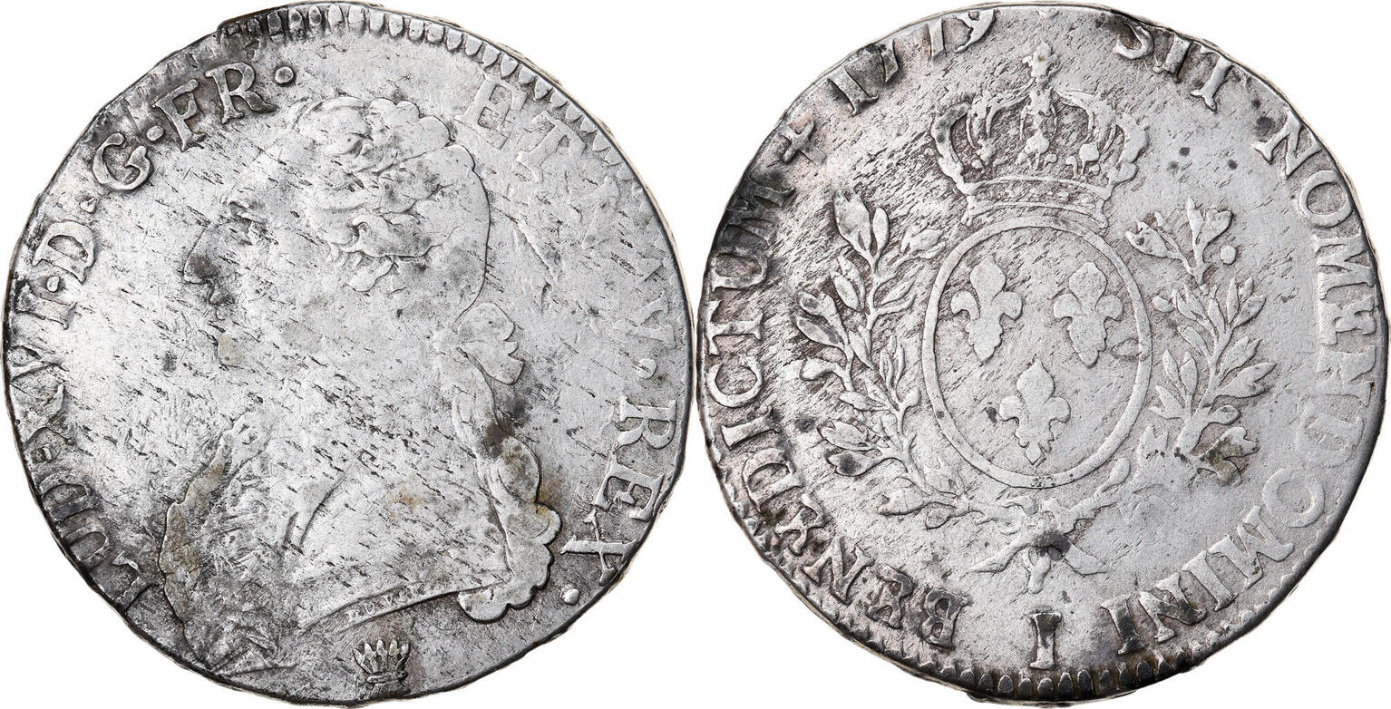 France Ecu 1779 I Coin, Louis XVI, Écu aux branches d'olivier, Limoges ...