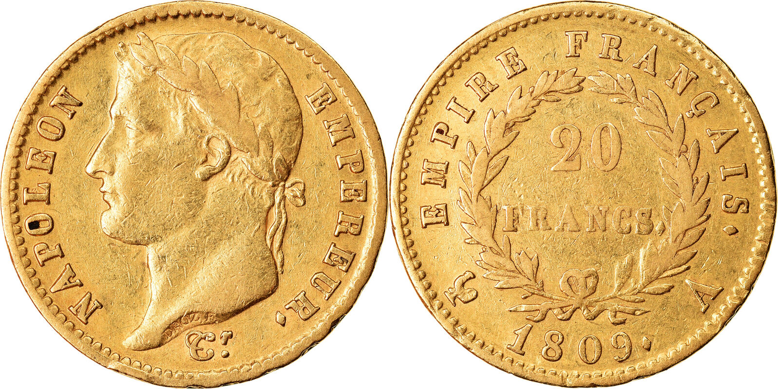 France 20 Francs 1809 A Coin, Napoléon I, Paris, Gold, KM:695.1 EF(40 ...