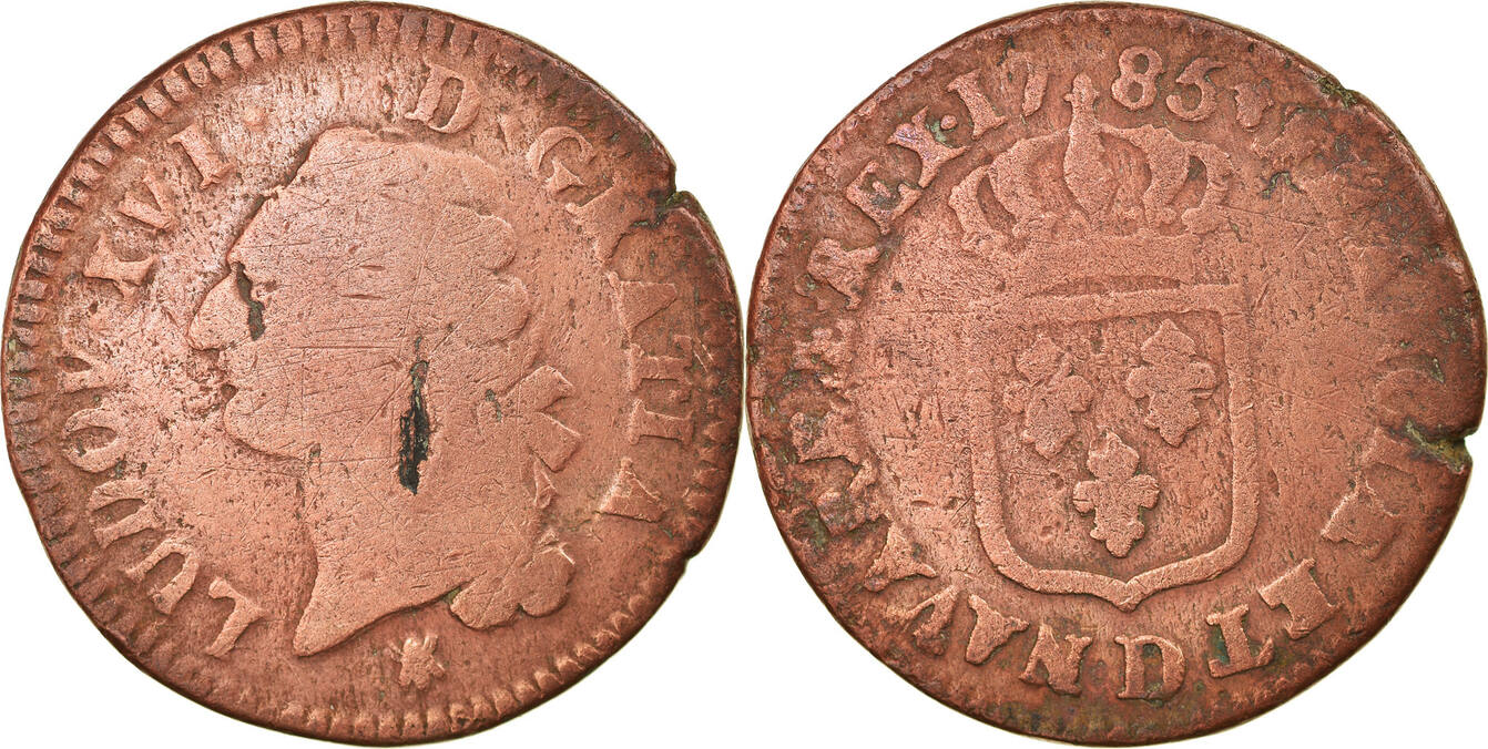 France 1785 D Coin, Louis XVI, Sol ou sou, Lyon, Copper, KM:578.5 F(12 ...