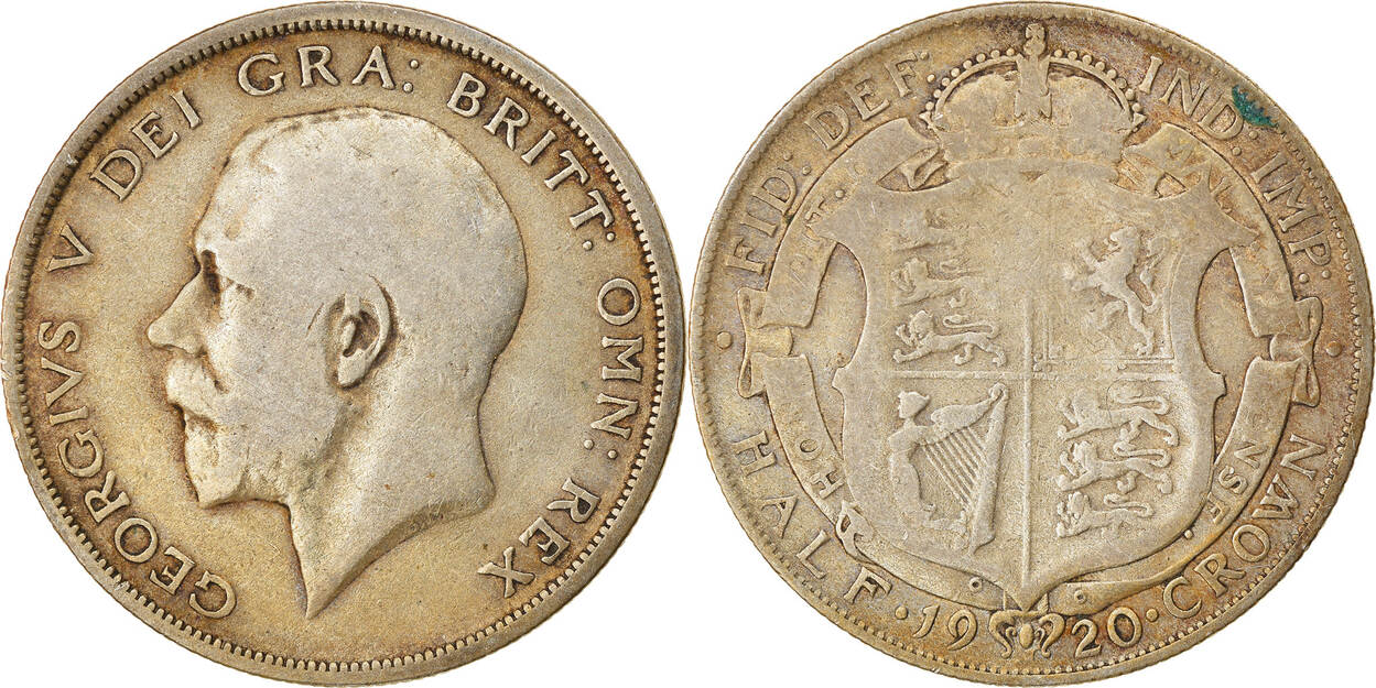 Great Britain 1/2 Crown 1920 Coin, George V, Silver, KM:818.1a VF(20-25 ...