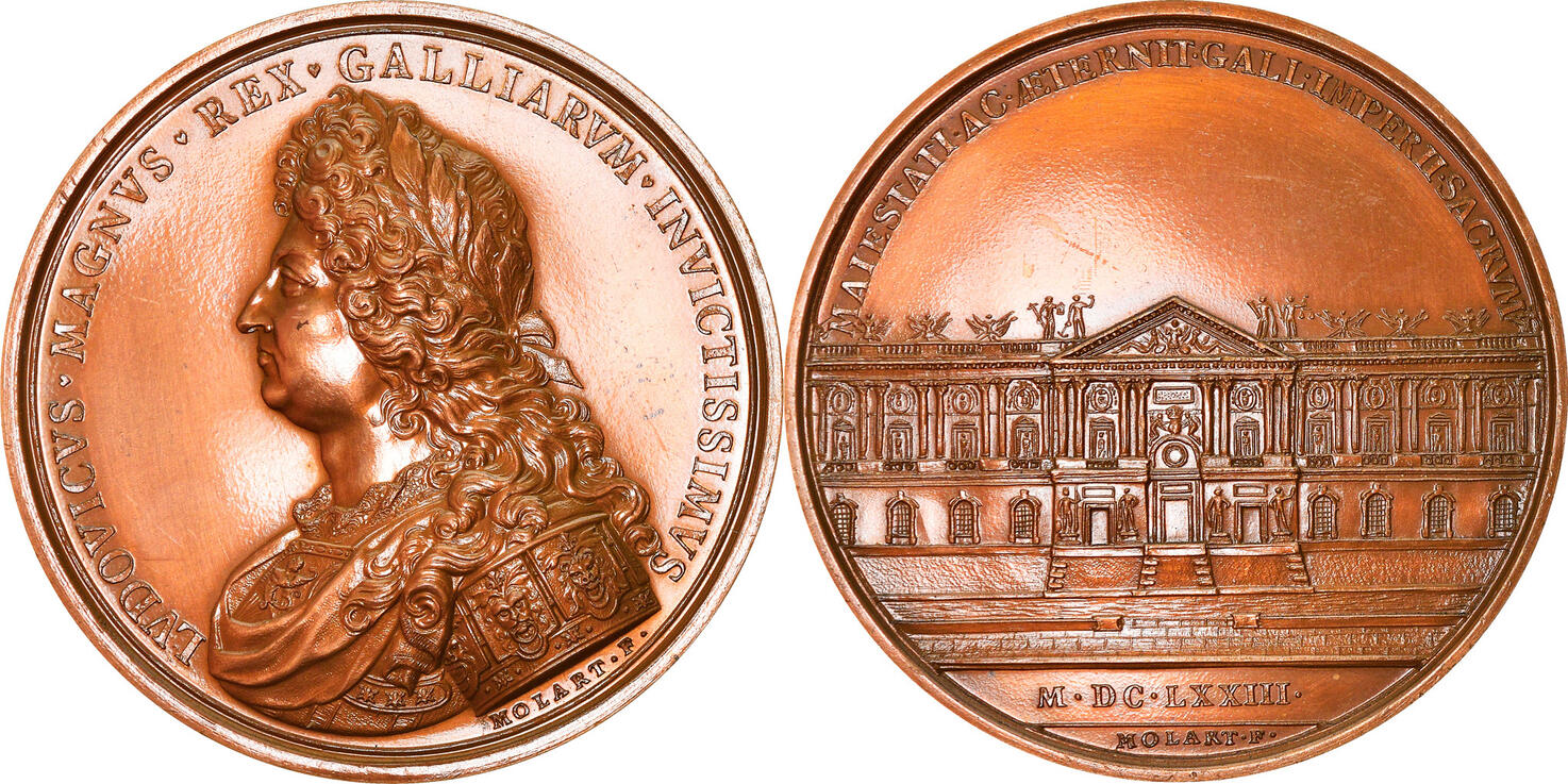 France Medal 1673 Louis XIV Le Grand, History, Molart, Restrike MS(65 ...