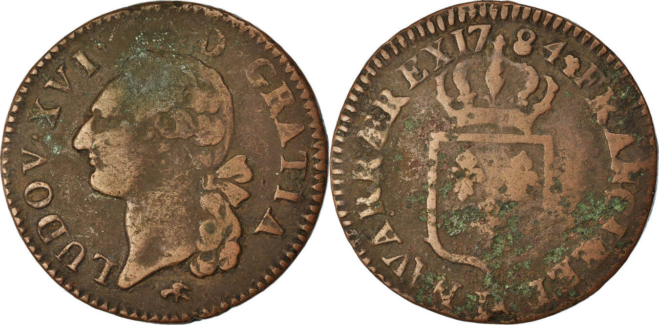 France 1784 D Coin, Louis XVI, Sol ou sou, Lyon, Copper VF(20-25) | MA ...