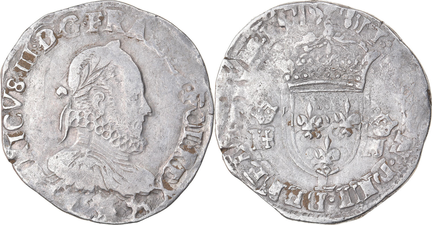 France Teston 1575 Bayonne Coin, Henri III, Bayonne, Silver, Sombart ...
