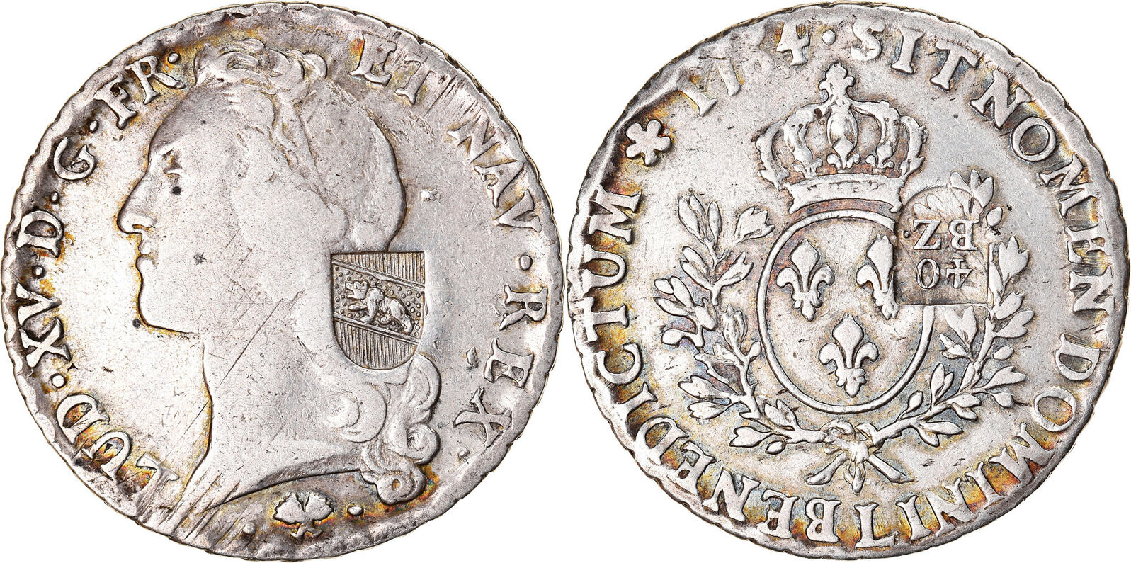 SWISS CANTONS 40 Batzen 1764 Bayonne Coin, BERN, Louis XV, Écu au ...