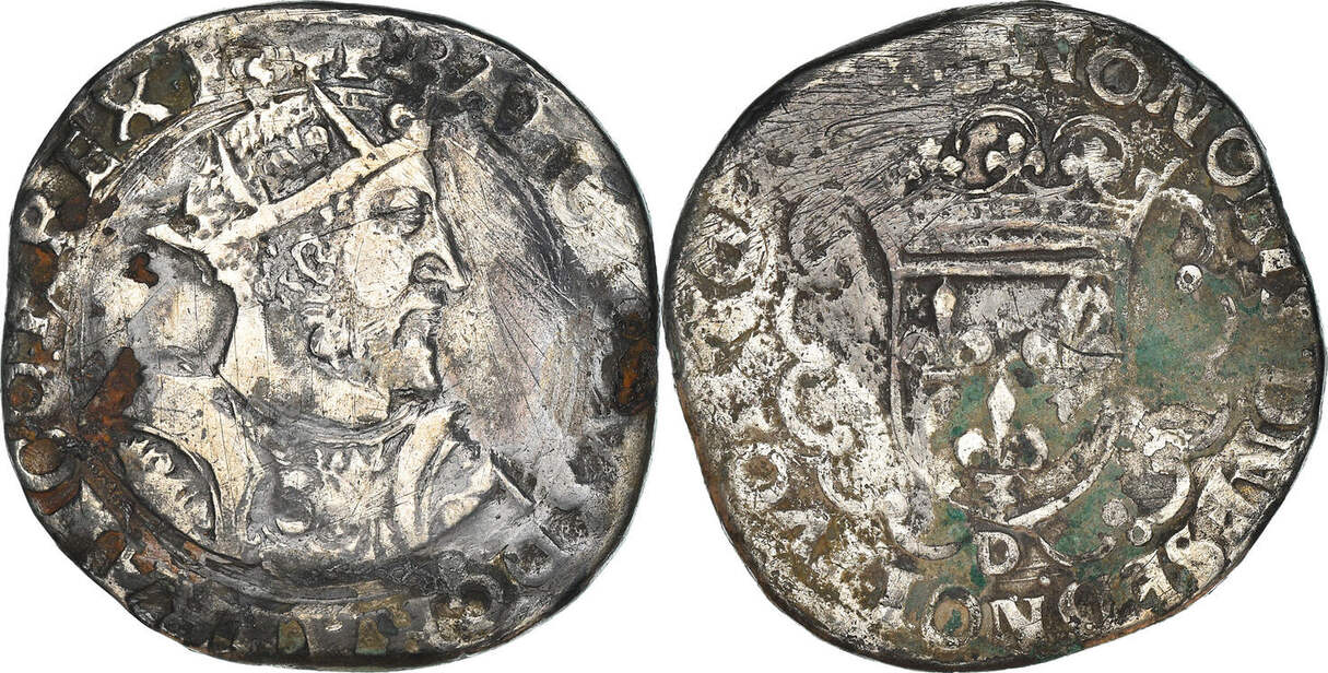 France Teston Coin, François Ier, Lyon, Silver, Sombart:4512 F(12-15 ...