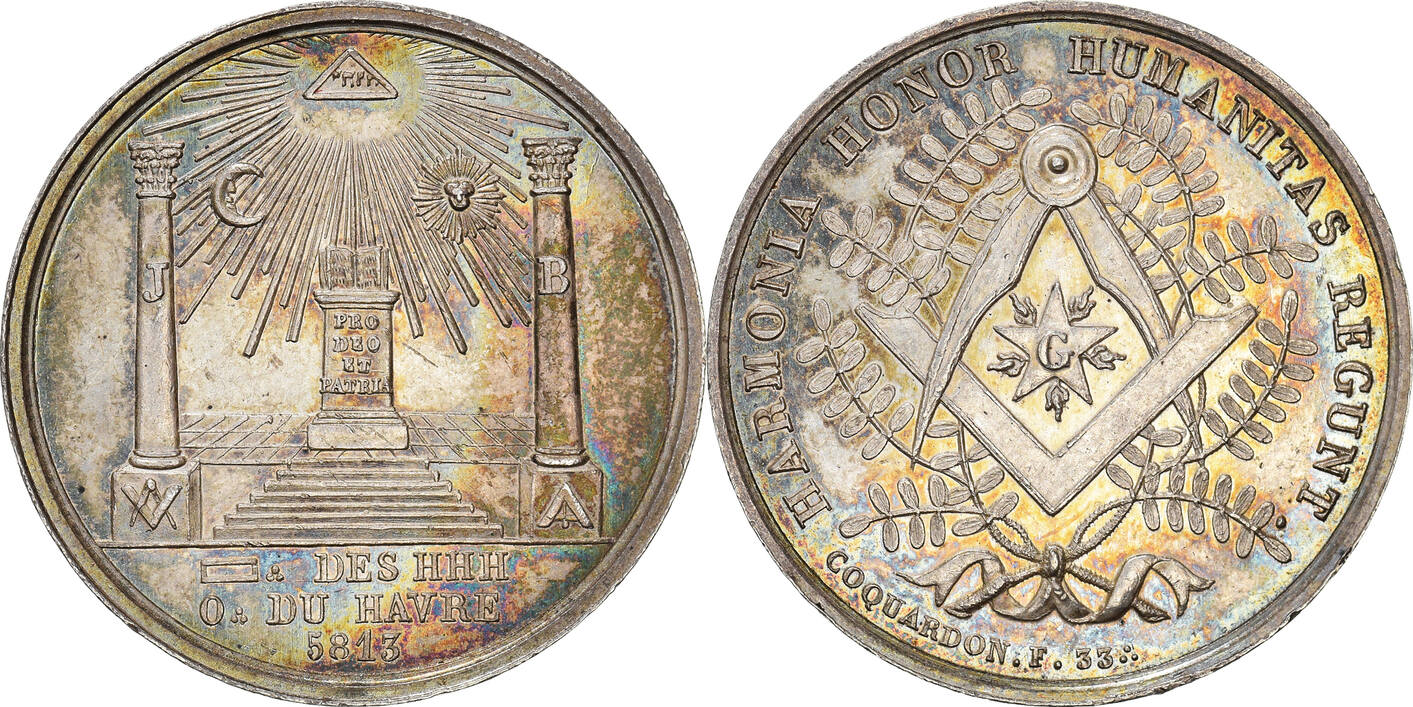France Token Undated Franc-Maçonnerie, Le Havre, Coquardon, Silver MS ...