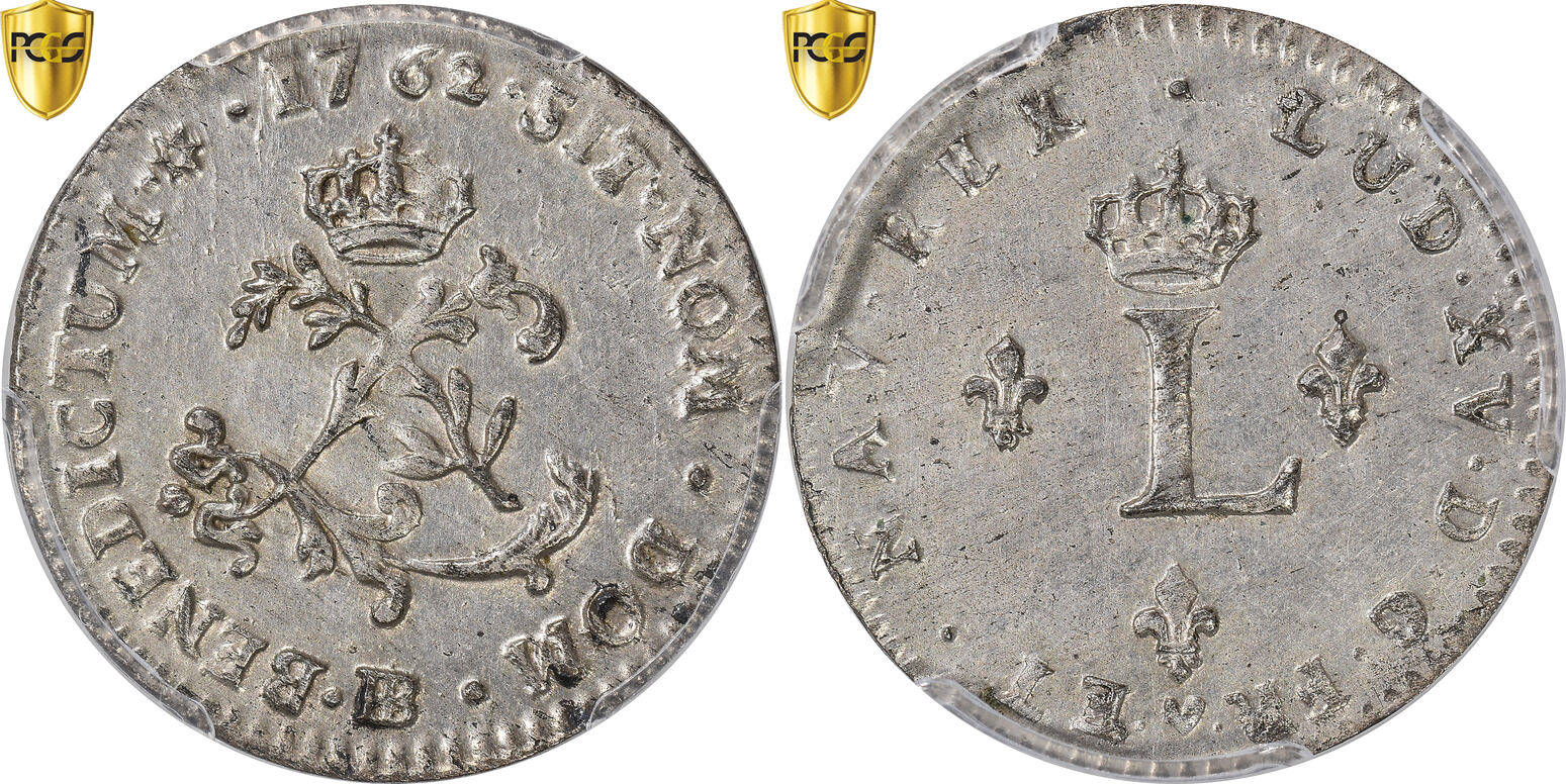 France Double Sol 1762 Strasbourg Louis XV, Strasbourg, Billon, PCGS AU ...