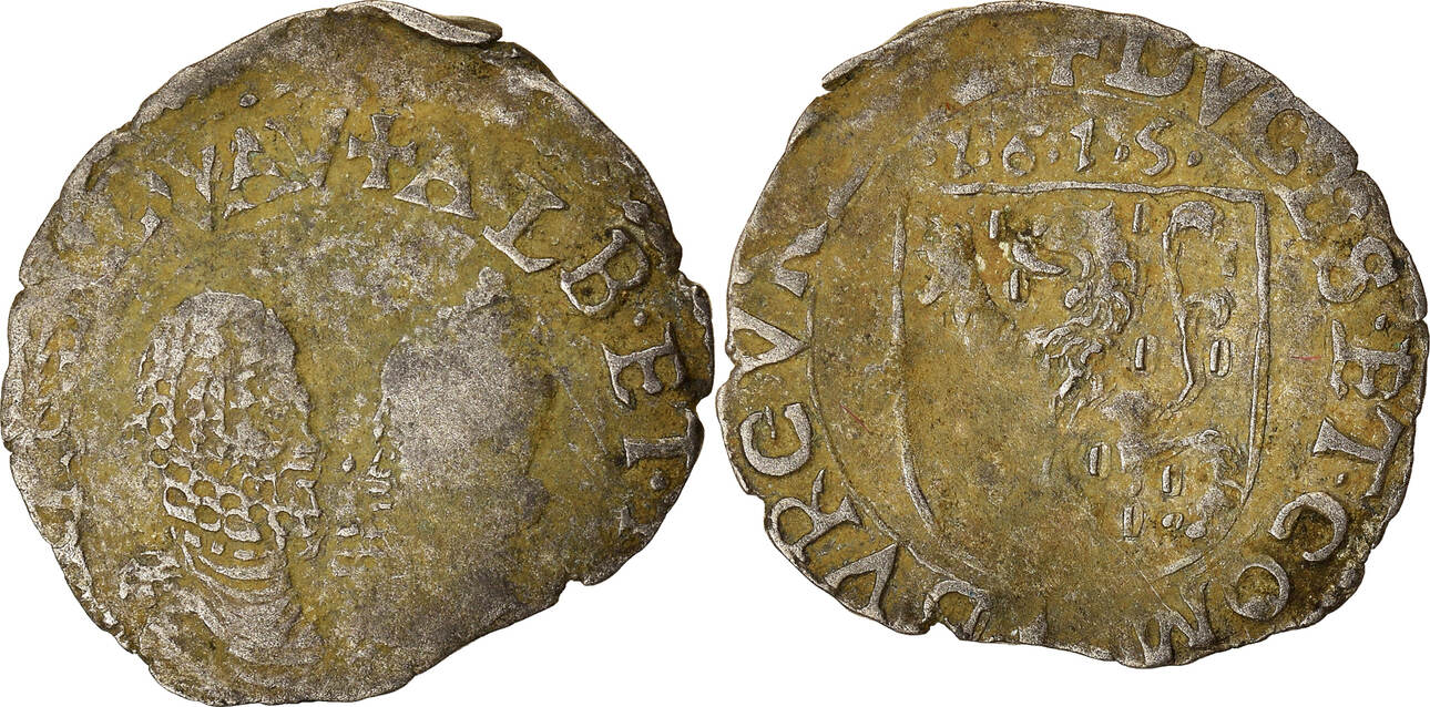 Spain Carolus 1615 Dole Coin, Franche-Comté, Albert & Isabella, Dole VF ...