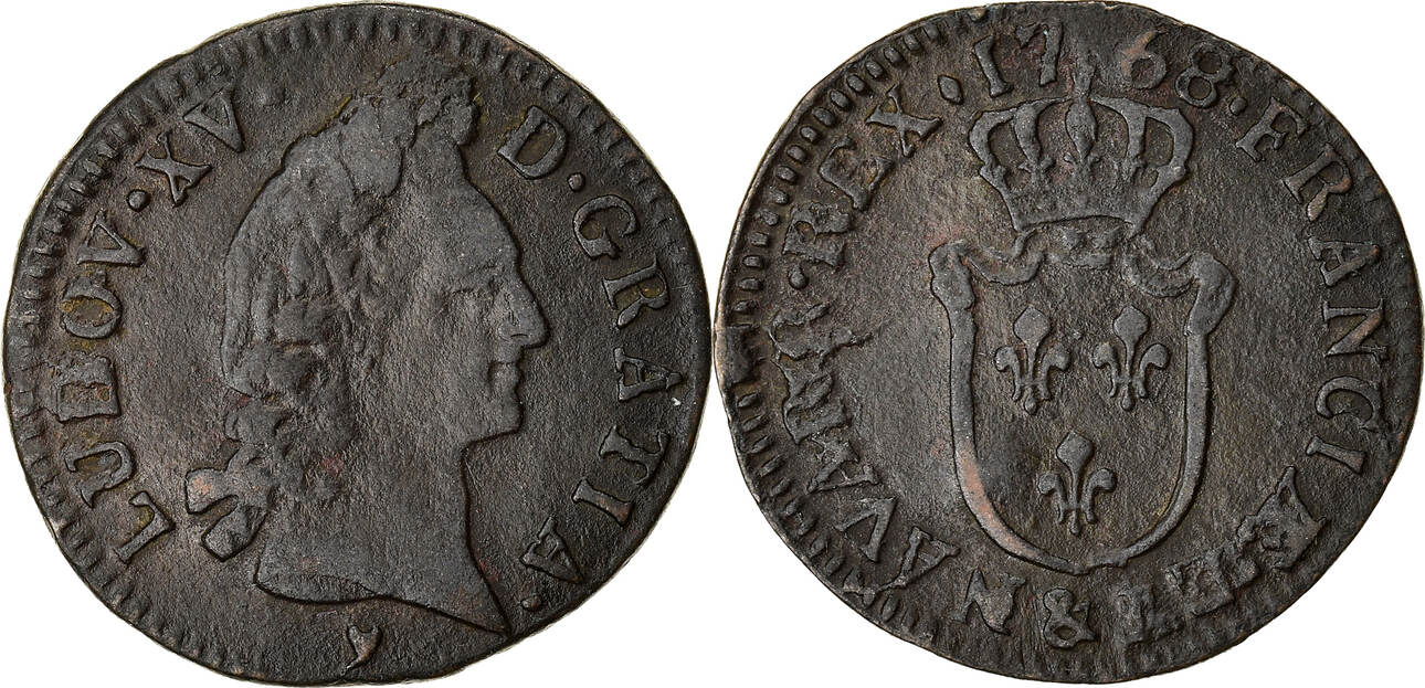 France 1/2 Sol 1768 Aix-en-Provence Coin, Louis XV, Demi sol d'Aix, Aix ...