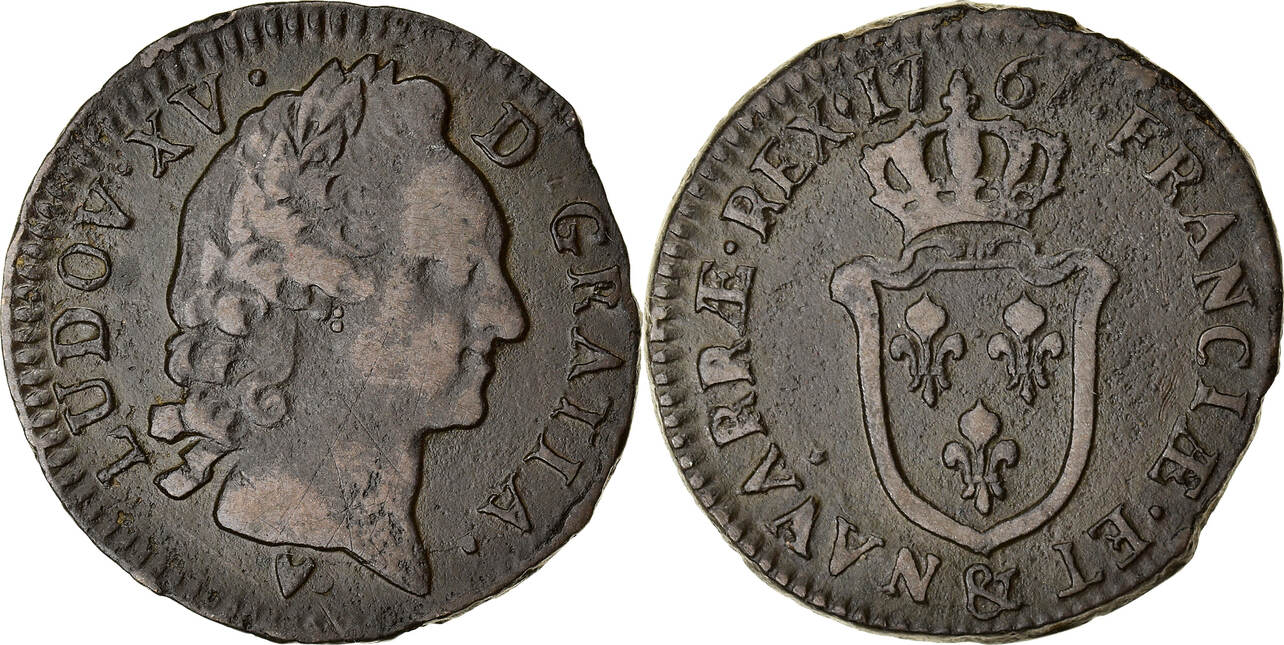 France 1767 Aix-en-Provence Coin, Louis XV, Sol d'Aix, Aix-en-Provence ...