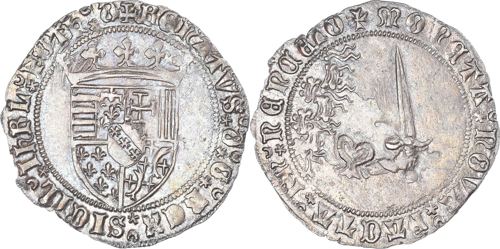 FRENCH STATES Gros ou 1/2 Plaque Coin, LORRAINE, René II, Nancy AU(55 ...