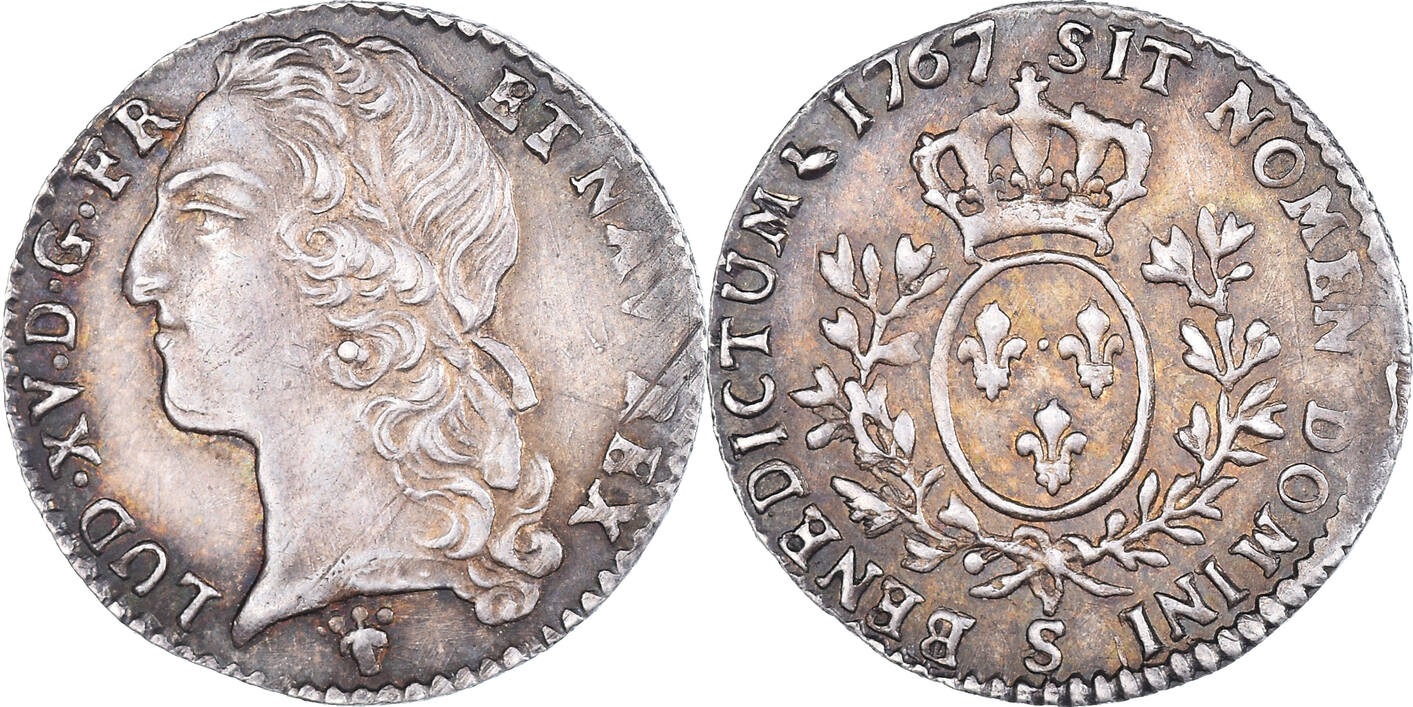 France 12 Sols, 1/10 ECU 1767 S Coin, Louis XV, 1/10 Écu au bandeau ...