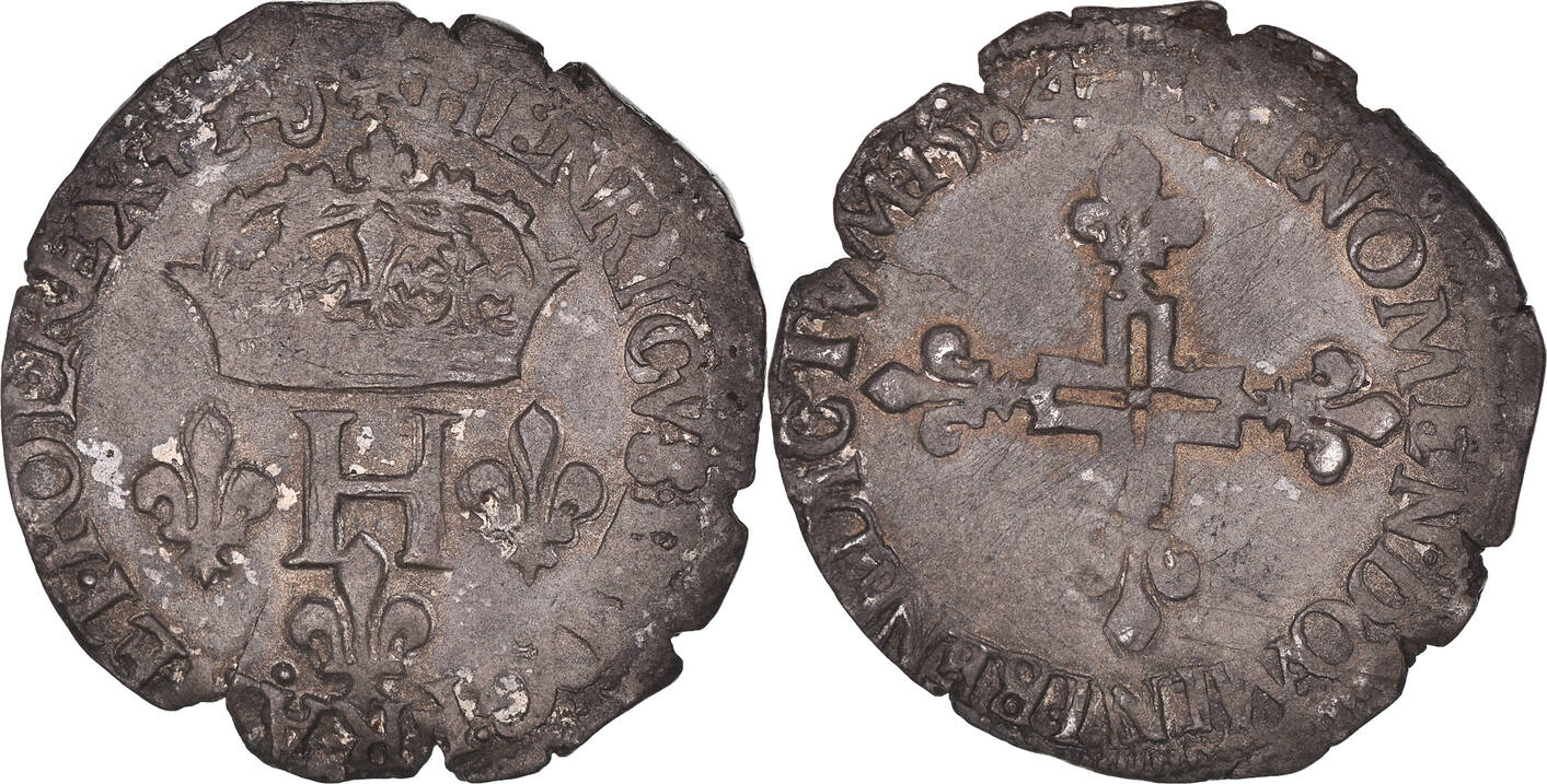 France Double Sol Parisis 1584 Dijon Coin, Henri III, Dijon, Billon EF ...