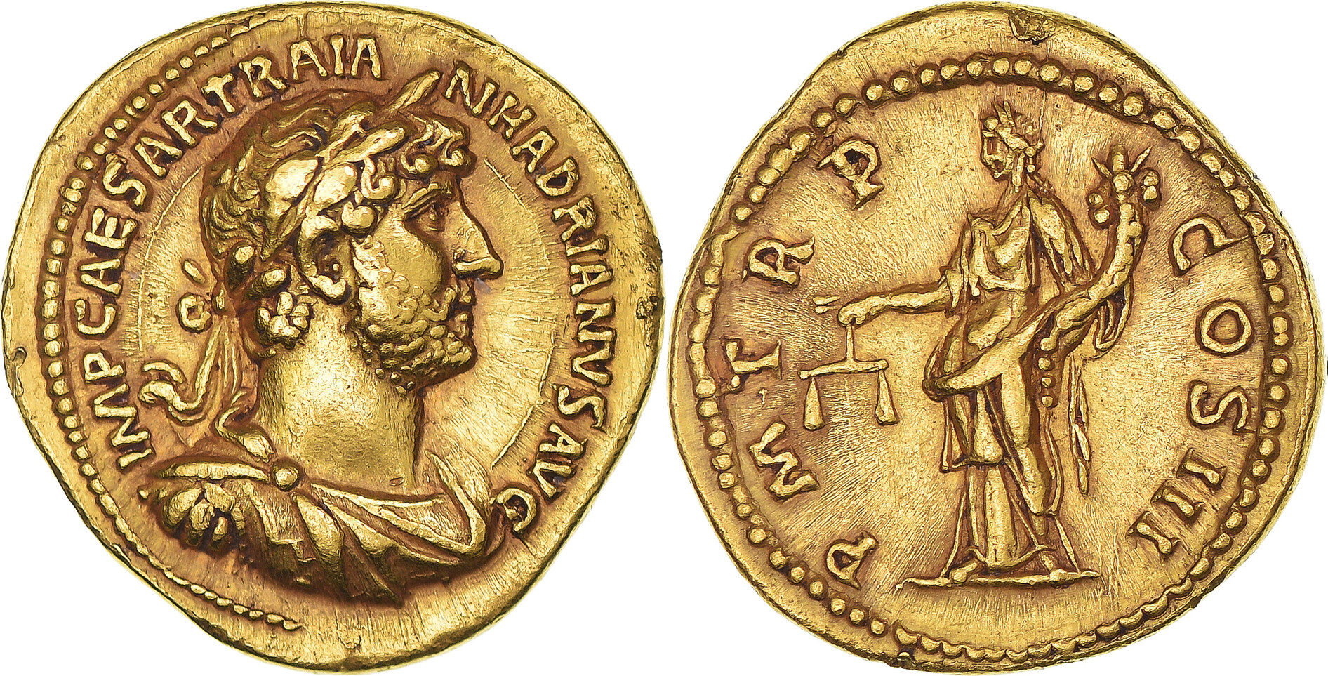 Aureus 120-121 Rome Hadrian, Rome, Gold, RIC:383 AU(50-53) | MA-Shops