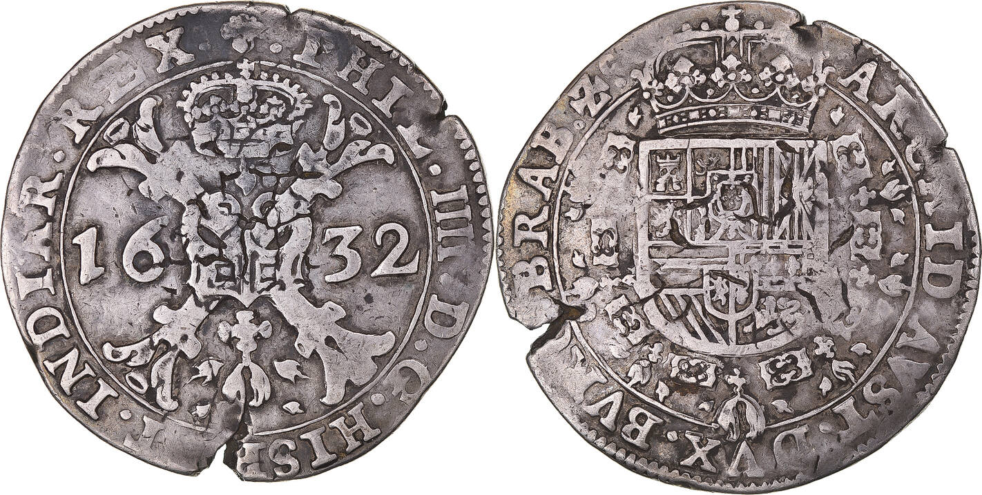 Spanish Netherlands Patagon 1632 Brussels Coin, BRABANT, Philip IV, Brussels VF(30-35) | MA-Shops