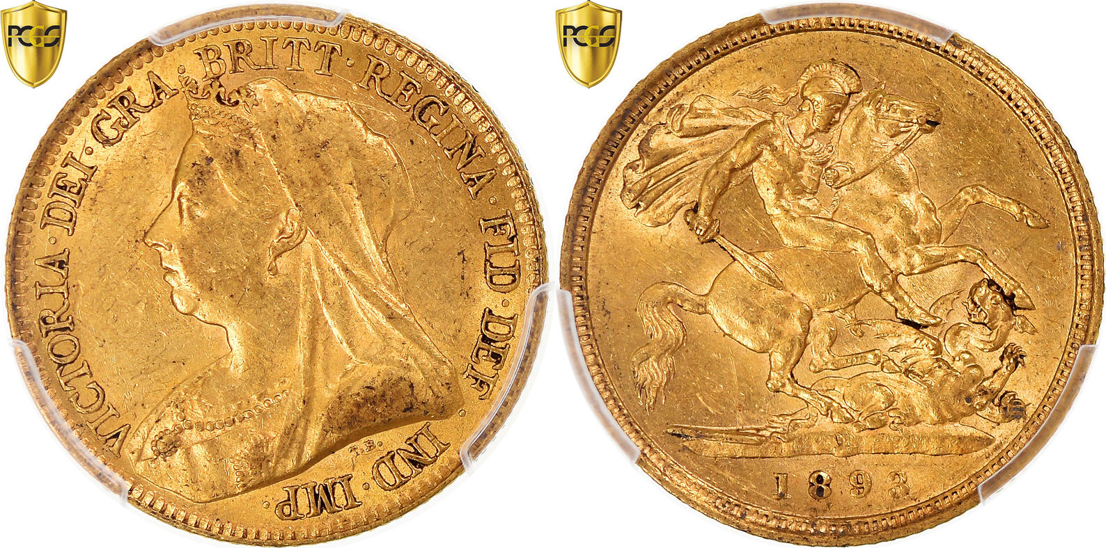Great Britain 1/2 Sovereign 1893 London Coin, Victoria, London, PCGS, AU58 AU(55-58) | MA-Shops