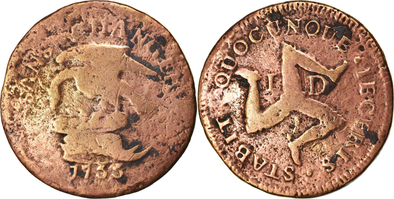 Isle of Man Penny 1733 Pobjoy Mint Coin, Pobjoy Mint, Bronze, KM:5a F ...