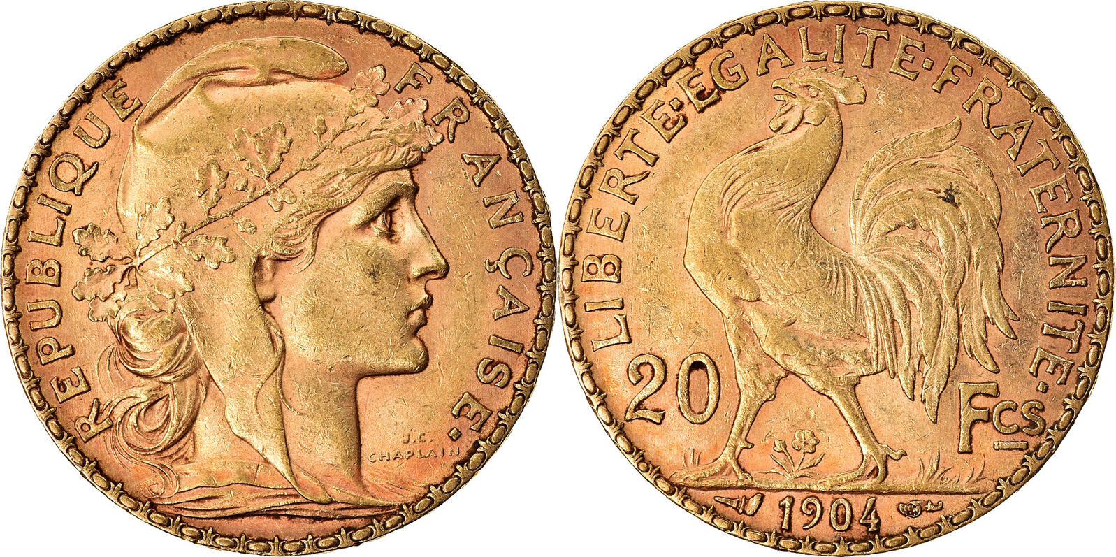 France 20 Francs 1904 A Coin, Marianne, Paris, Gold, KM:847 AU(50-53 ...