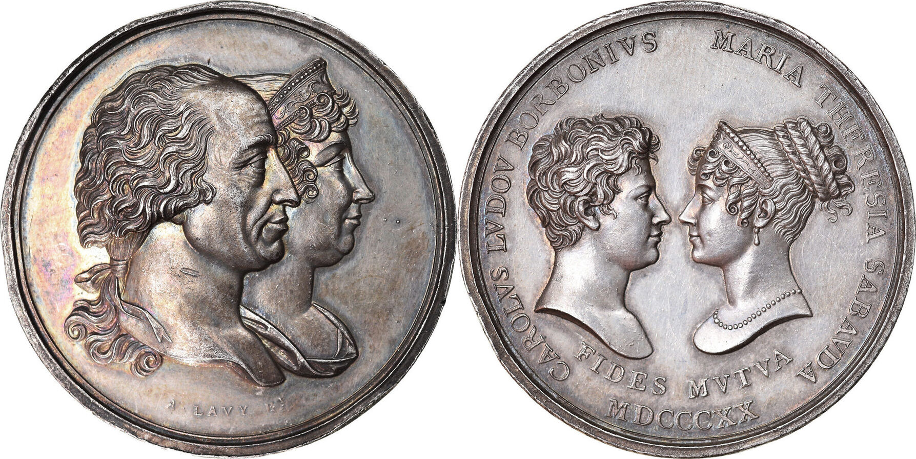 Italy Medal 1820 Wedding of Carlo Ludovico & Maria Teresa, A. Lavy MS ...