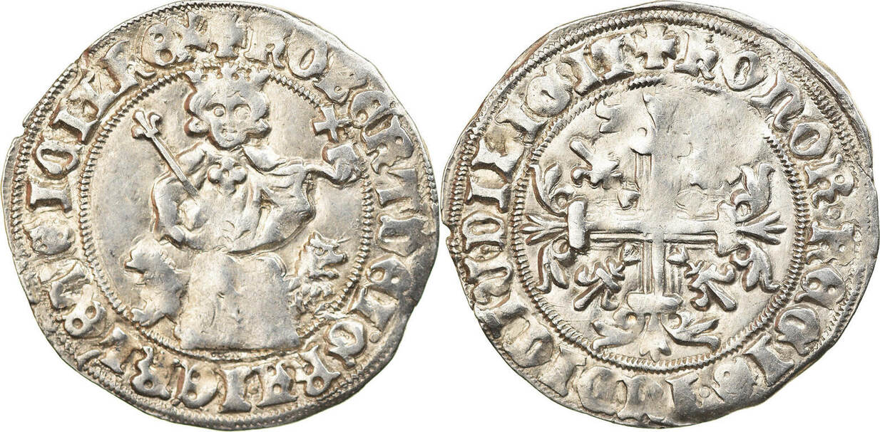 Italy Carlin Undated Naples Coin, NAPLES, Robert d'Anjou, Naples, Silver EF(40-45) | MA-Shops