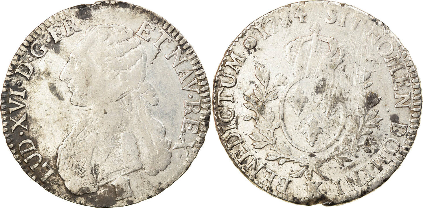 France Ecu 1784 K Coin, Louis XVI, Écu aux branches d'olivier, Bordeaux ...