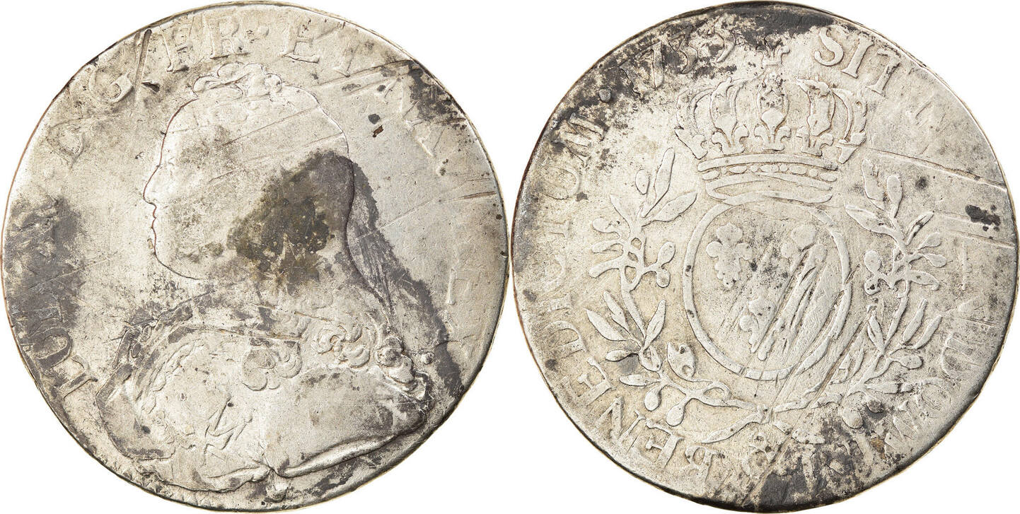 France Ecu 1735 Aix Coin, Louis XV, Écu aux branches d'olivier, Aix VF ...