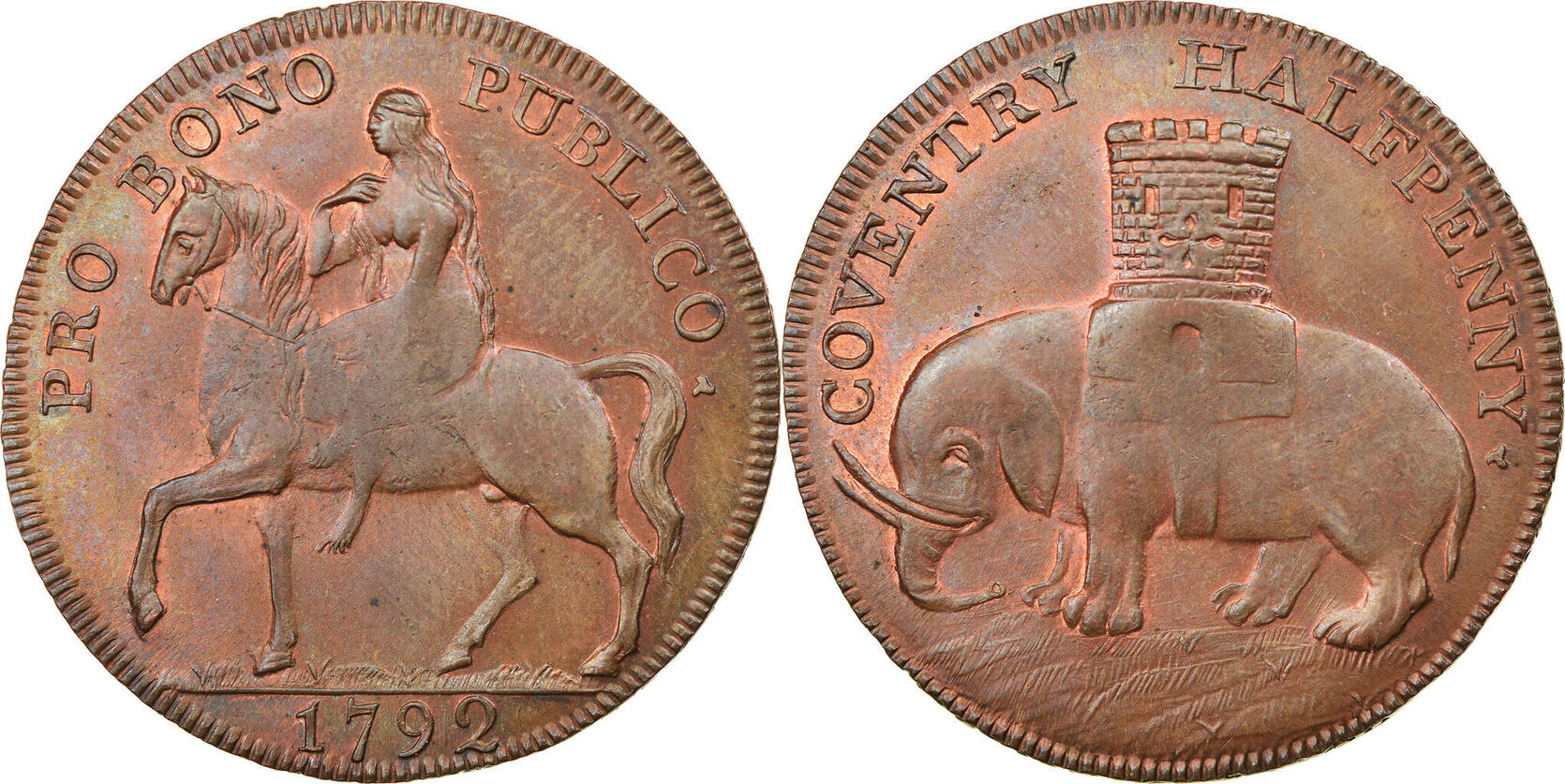 United Kingdom Halfpenny Token 1792 Coventry Warwickshire, Coventry ...