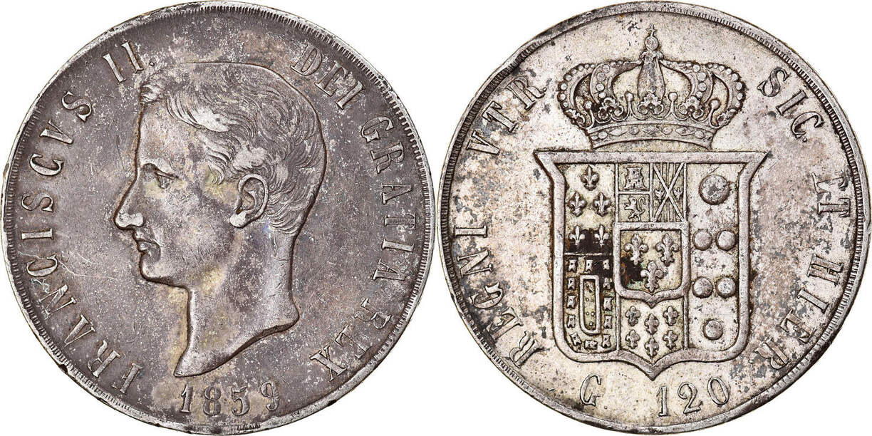 ITALIAN STATES 120 Grana 1859 Naples Coin, NAPLES, Francesco II, Naples ...
