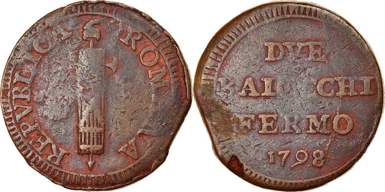 ITALIAN STATES 2 Baiocchi 1798 Fermo Coin, ROMAN REPUBLIC-FERMO, Fermo ...