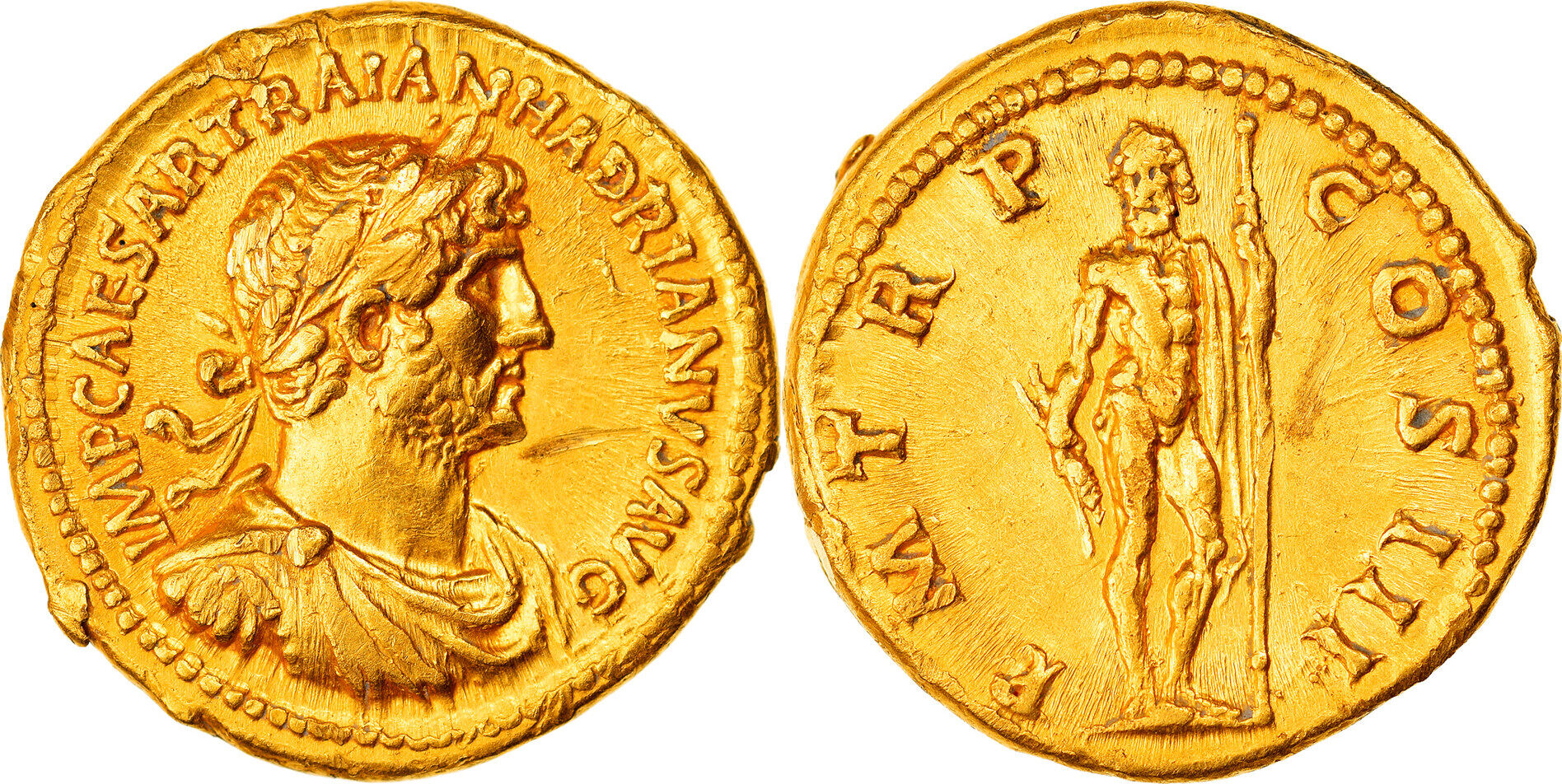 Aureus 119-122 Rome Coin, Hadrian, Rome, Gold, RIC:63 AU(55-58) | MA-Shops