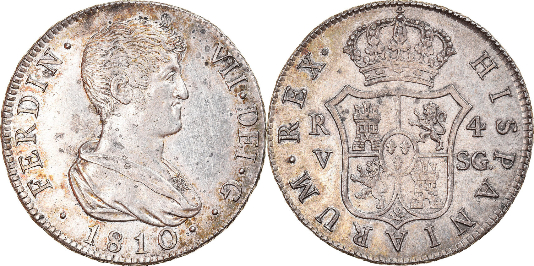 Spain 4 Réales 1810 Valencia Coin, Ferdinand VII, Valencia, Silver MS ...