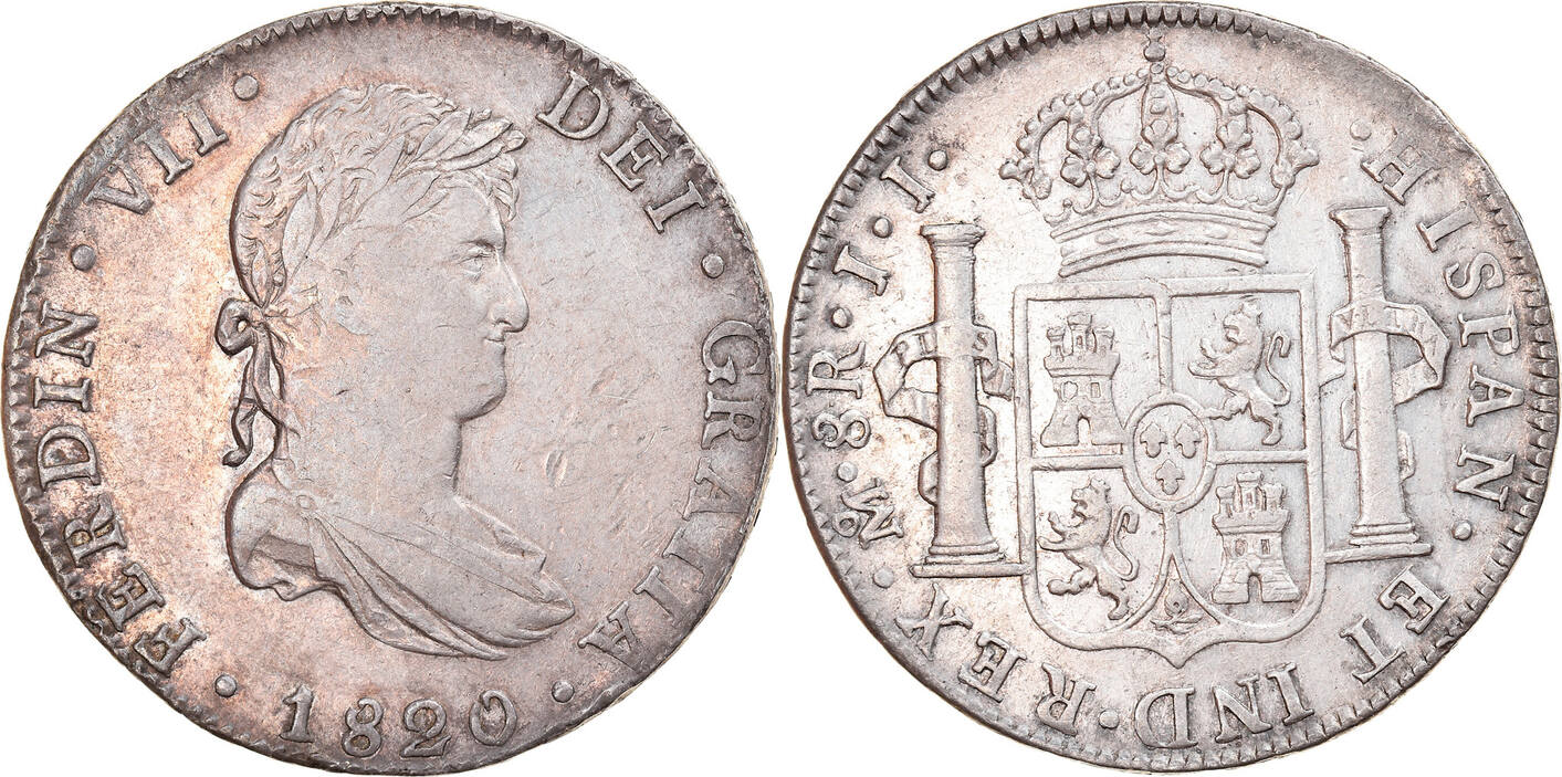 8 Reales 1820 Mexico City Coin, Ferdinand VII, Mexico City, Silver AU(50-53) | MA-Shops