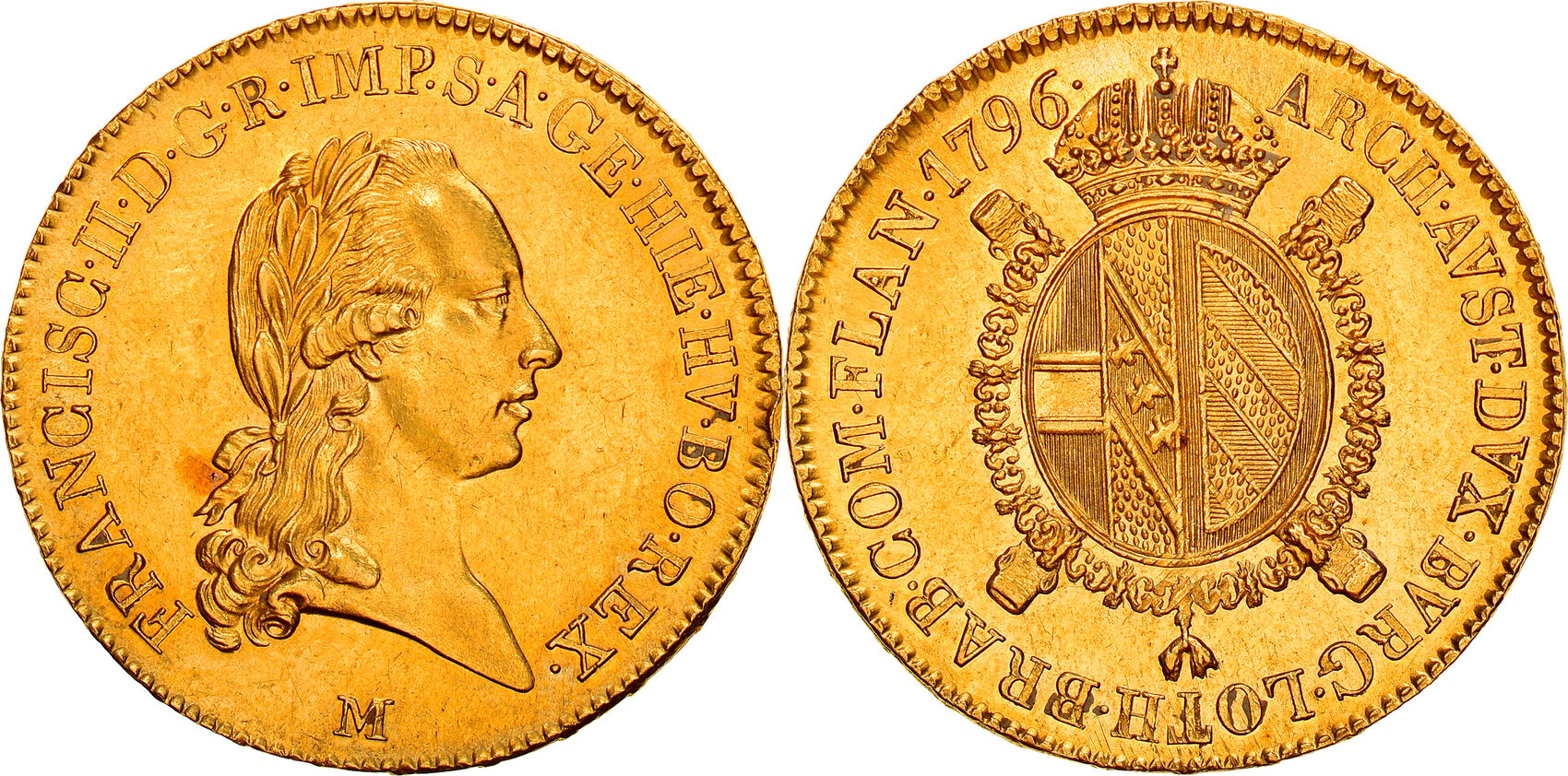 Austria Souverain 1796 Milan Coin, Franz II, Milan, Gold MS(63) | MA-Shops