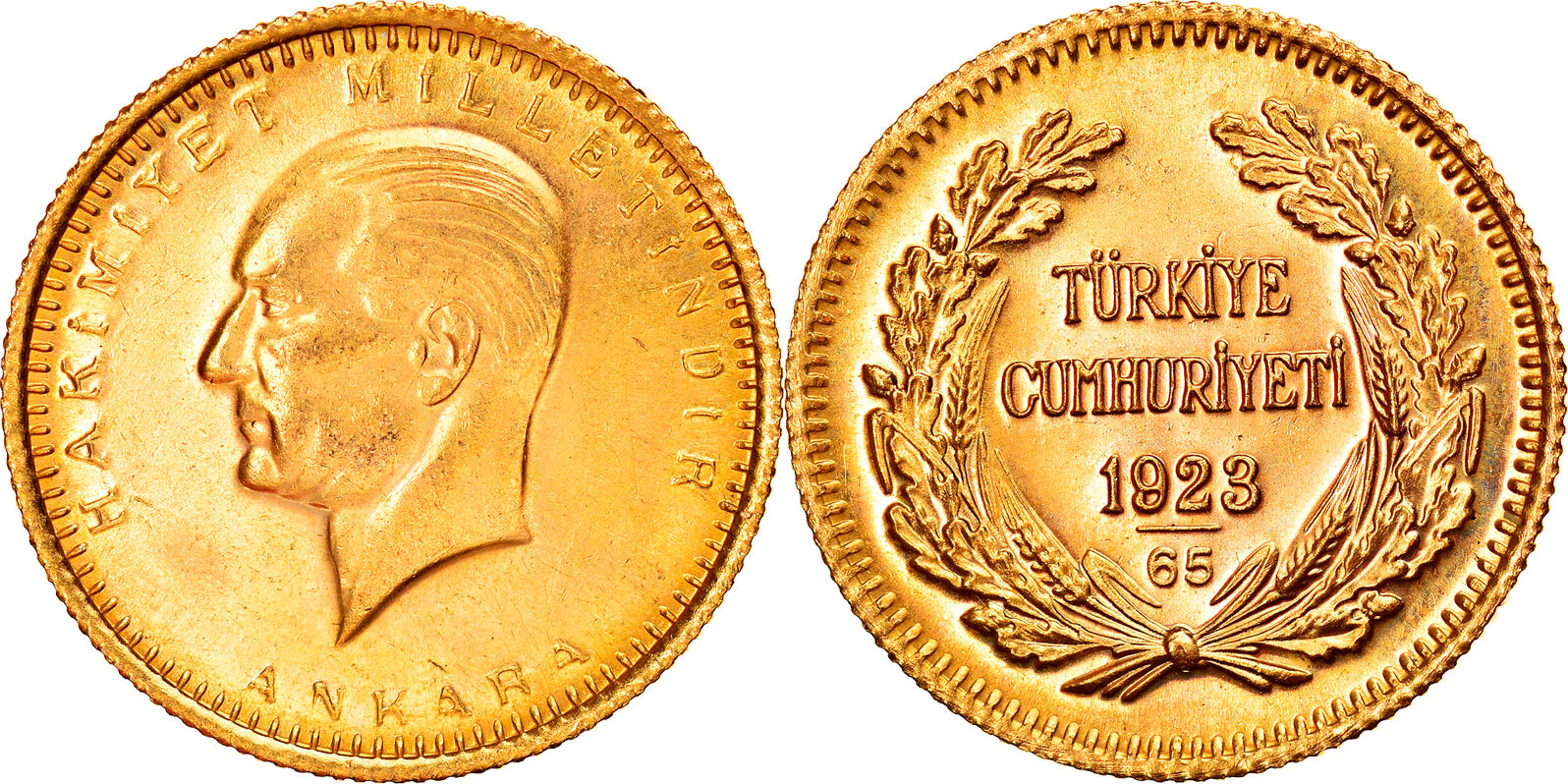 Turkey 100 Kurush 1988 Ankara Coin, Mustafa Kemal Atatürk, Ankara, Gold ...