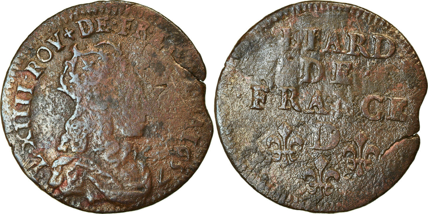 France Liard 1657 Vimy Coin, Louis XIV, Vimy, Copper, Gadoury:80 VF(20 ...