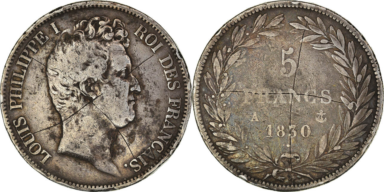 France 5 Francs 1830 A Coin, Louis-Philippe, Paris, Silver, KM:736.1 F(12-15) | MA-Shops