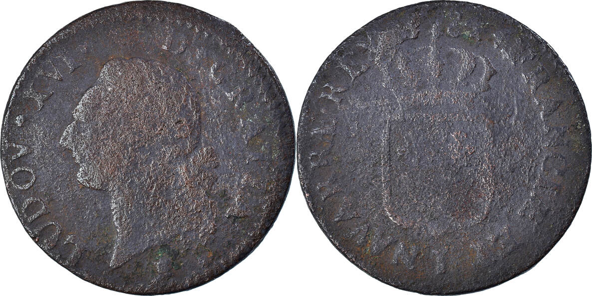 France Sol 1784 Limoges Coin, Louis XVI, Limoges, Copper, KM:578.7 F(12 ...