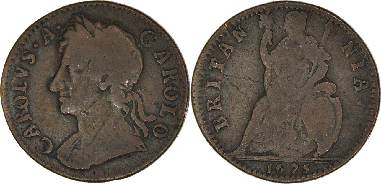 Great Britain Farthing 1675 Coin, Charles II, Copper, KM:436.1 VF(20-25 ...