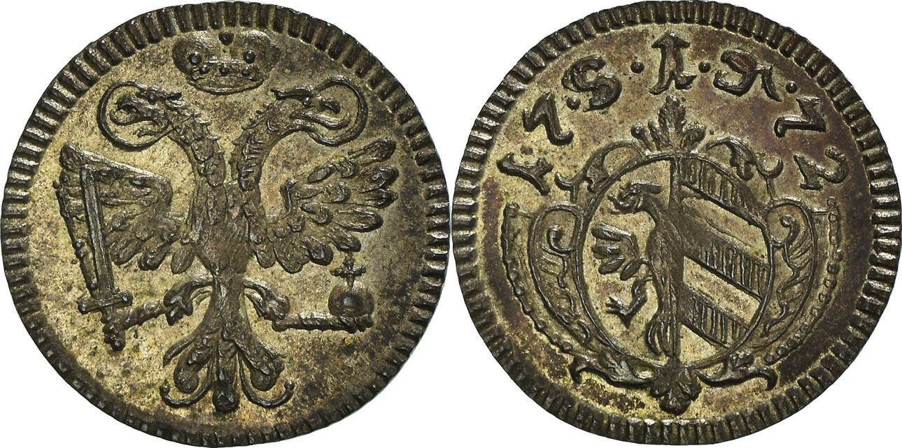 German States Pfennig 1772 Coin, NURNBERG, AU(55-58), Billon, KM:366 MS ...
