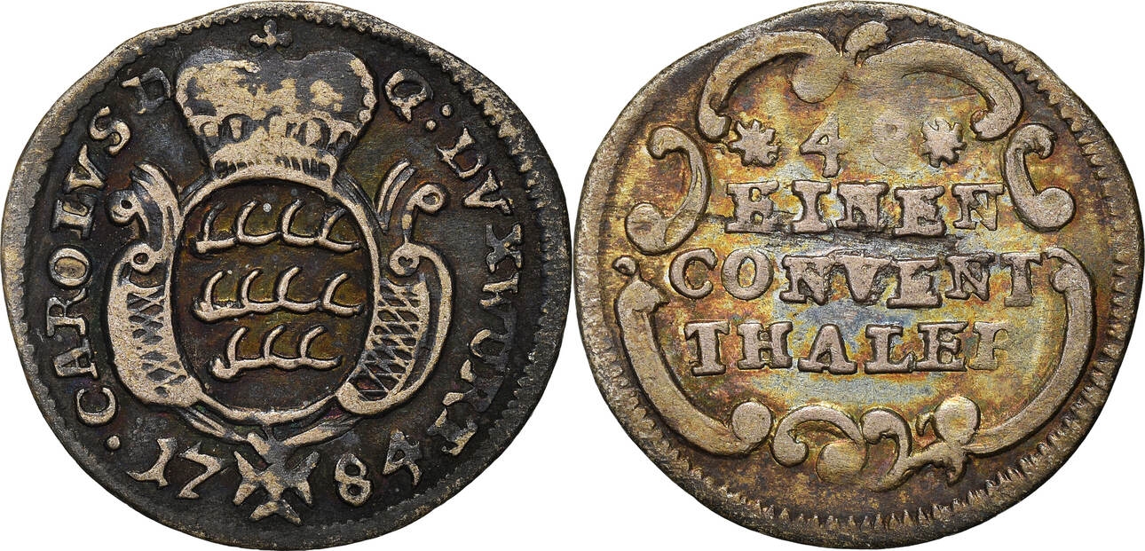 German States 1/48 Thaler 1784 Coin, WURTTEMBERG, Karl Eugen VF(30-35 ...