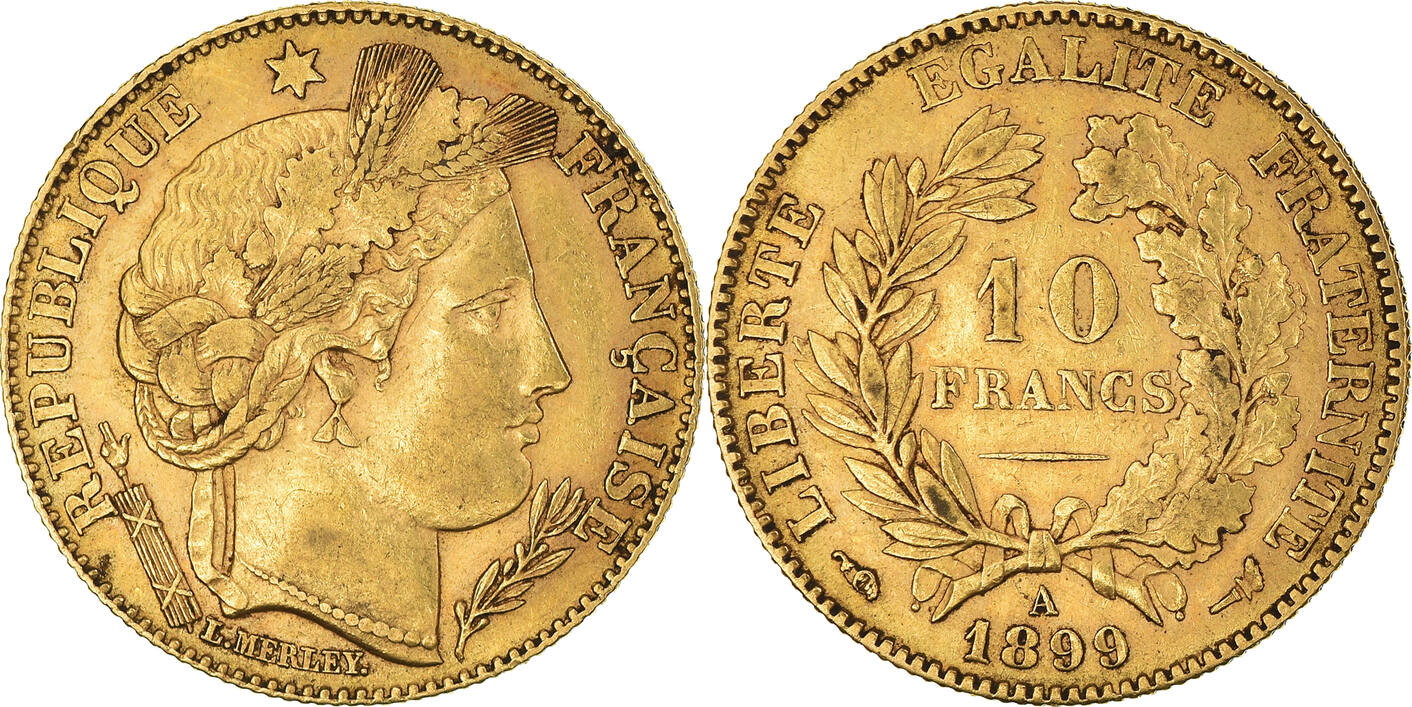 France 10 Francs 1899 A Coin, Cérès, Paris, Gold, KM:830 EF(40-45) | MA ...