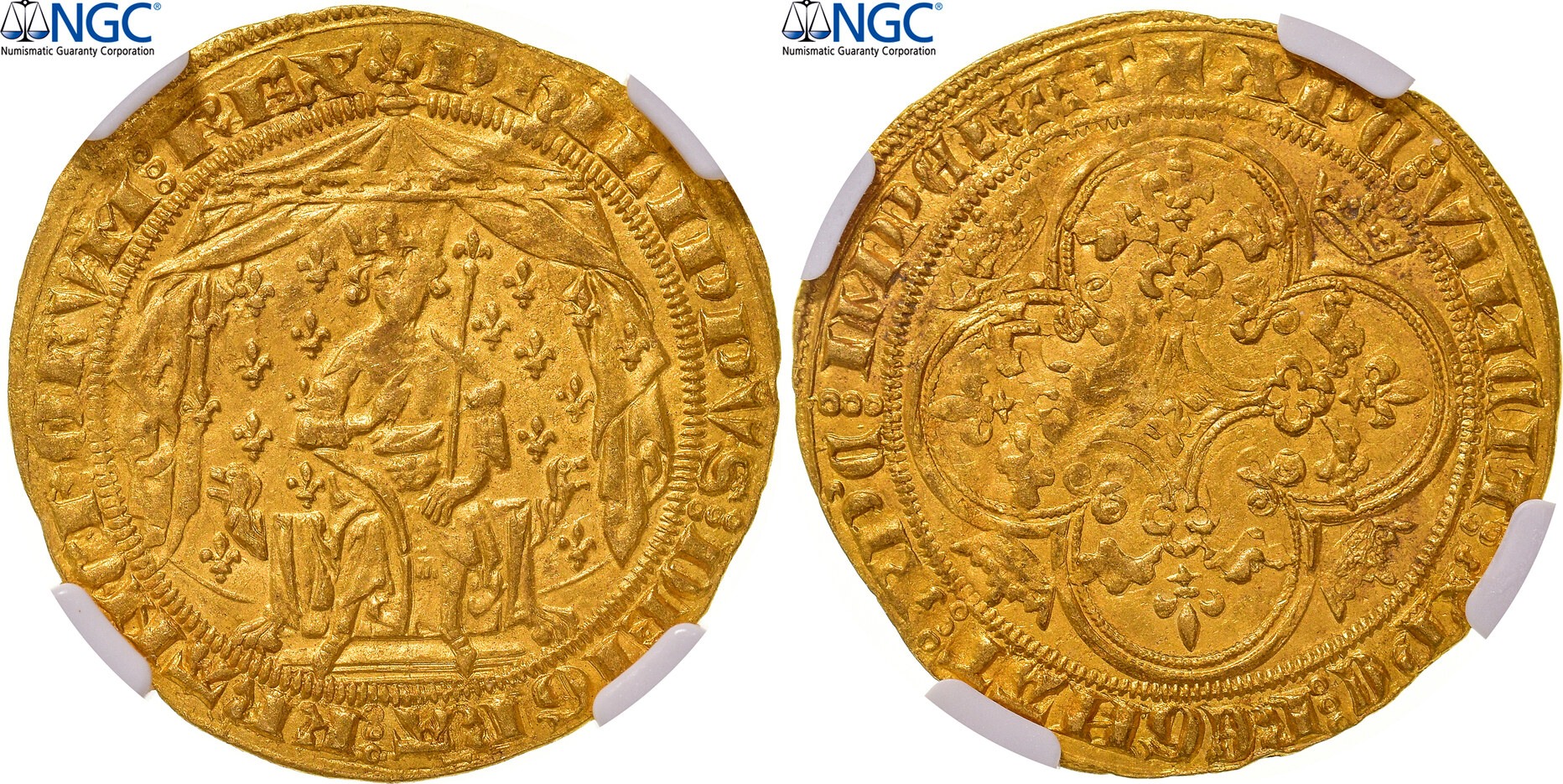 France Pavillon d'or 1339 Philippe VI, Pontivy's Hoard, Gold, NGC MS61 | MA-Shops