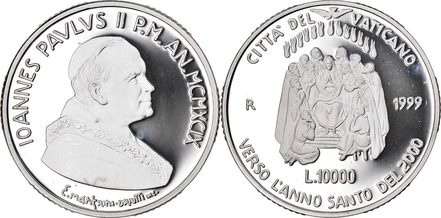 VATICAN CITY 10000 Lire 1999 Rome Coin, John Paul II, Rome, Silver MS ...