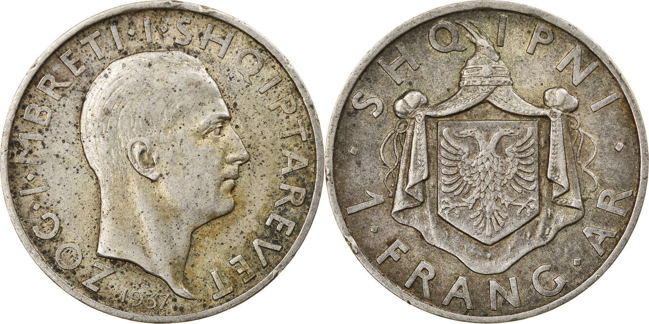 Albania Frang Ar 1935 Rome Coin, Zog I, Rome, Silver, KM:16 EF(40-45 ...
