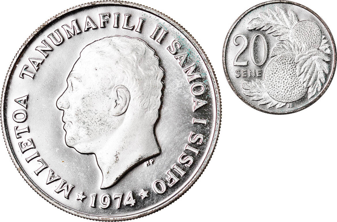 Samoa 20 Sene 1974 Coin, Silver, KM:16a MS(65-70) | MA-Shops