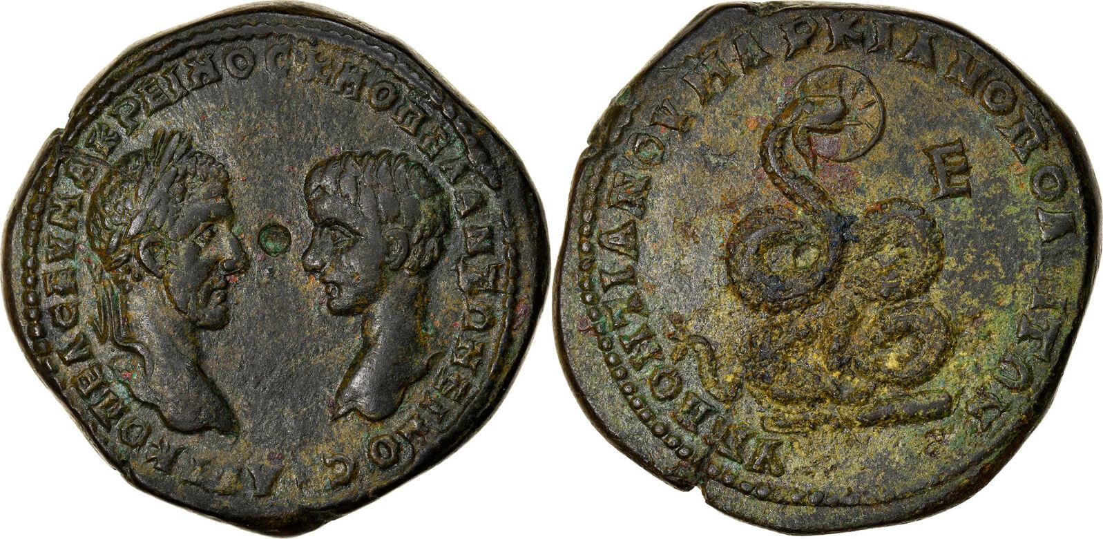 Pentassaria AD 217-218 Marcianopolis Coin, Macrinus with Diadumenian ...
