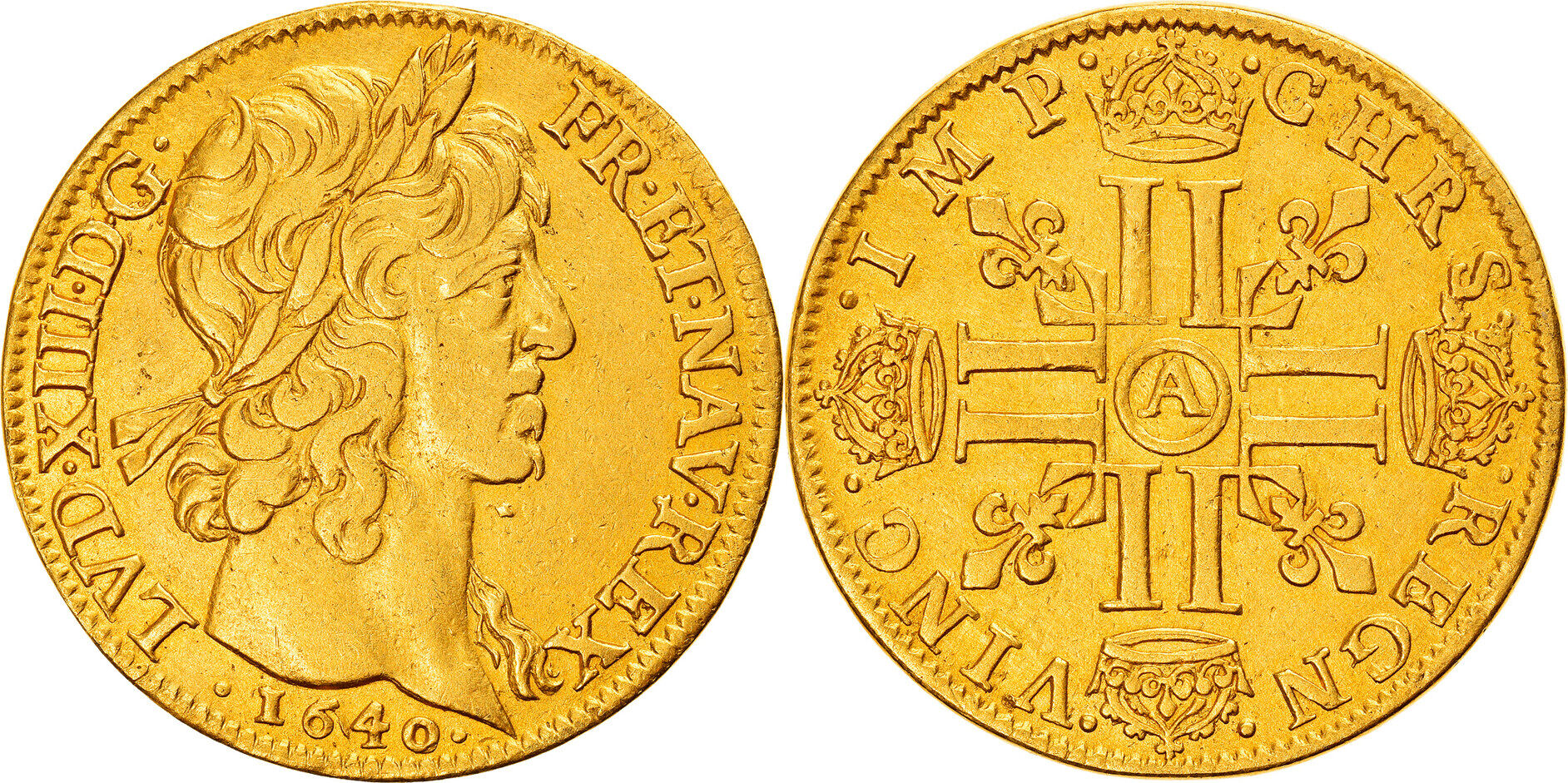 France 2 Louis D'or 1640 A Coin, Louis XIII, Double Louis d'or, Paris ...